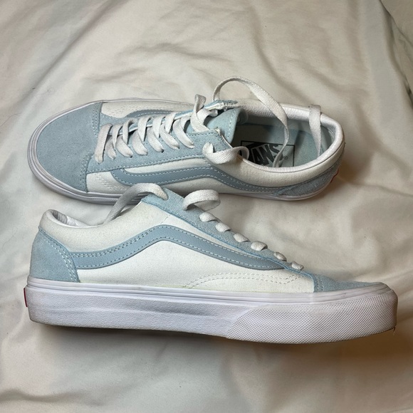 Shoes | Vans Light Blue And White | Poshmark